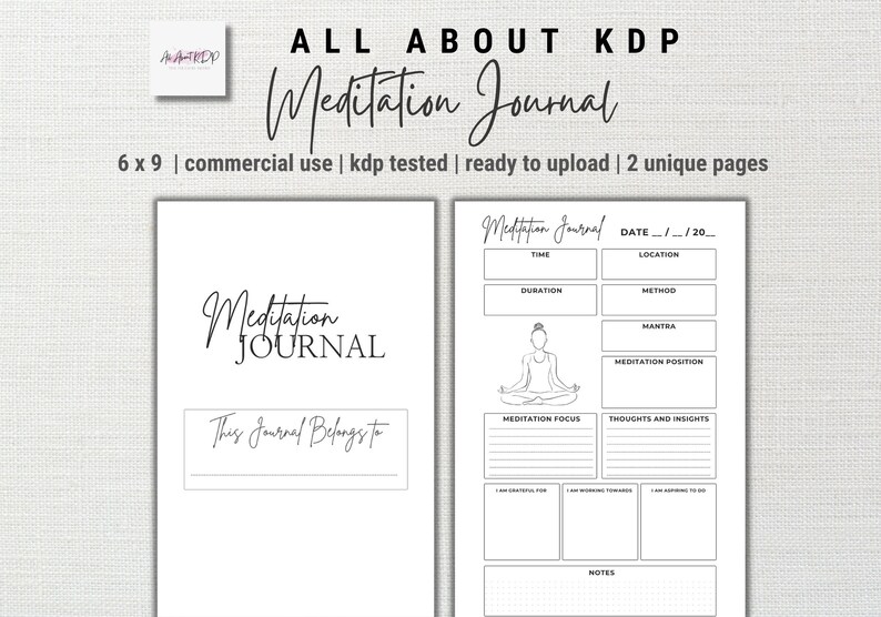 Meditation Journal Canva Editable Template | 6x9 Inches (no Bleed ...
