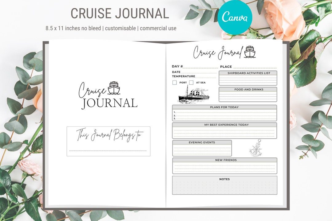 Cruise Ship Journal - Editable Canva Template With Guided Prompts - Etsy