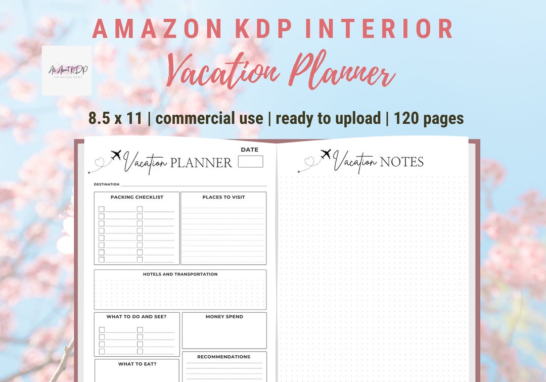 Vacation Planner: Travel Notes and Plans (8.5x11 PDF Download) - Etsy