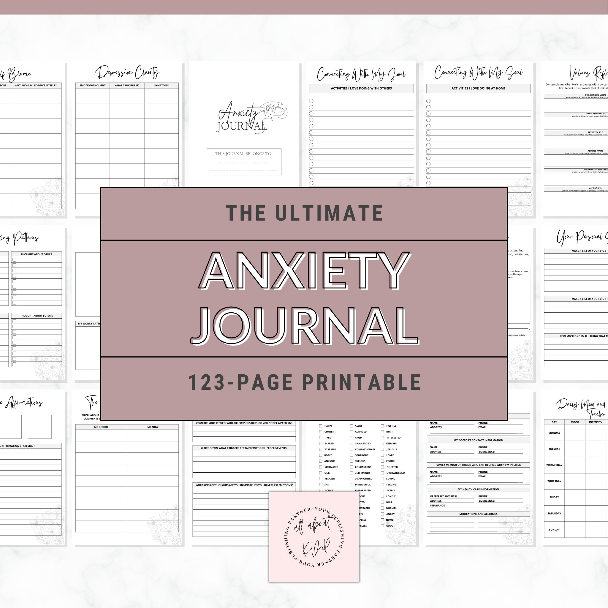 Anxiety Journal Printable KDP Mental Health Planner Coping Strategy ...