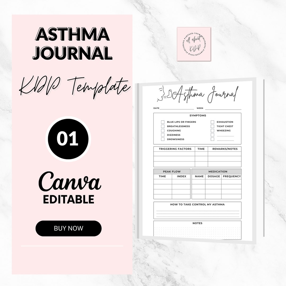 Asthma Journal Editable Canva Template - Ideal for KDP & Health ...