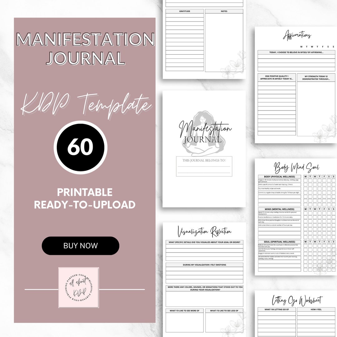 Manifestation Journal Template Gratitude & Wellness Planner Non ...