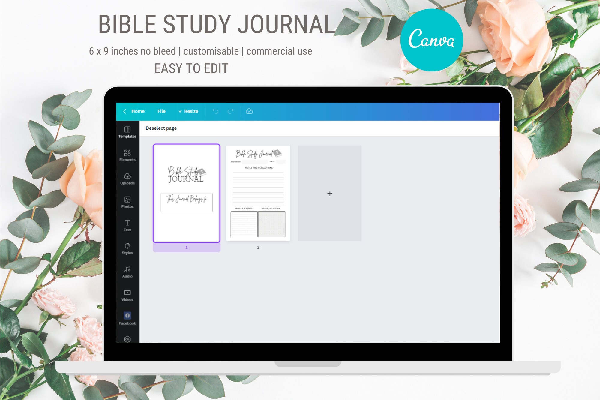 Canva Editable Bible Study Journal KDP Interior 6x9 Inches - Etsy