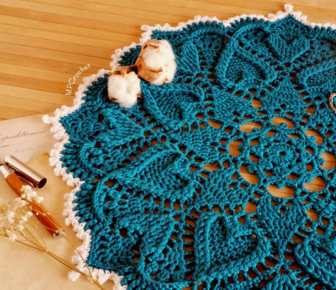 Indigo Blue Crochet Doily: Egyptian Cotton Hearts, Coastal Decor - Etsy