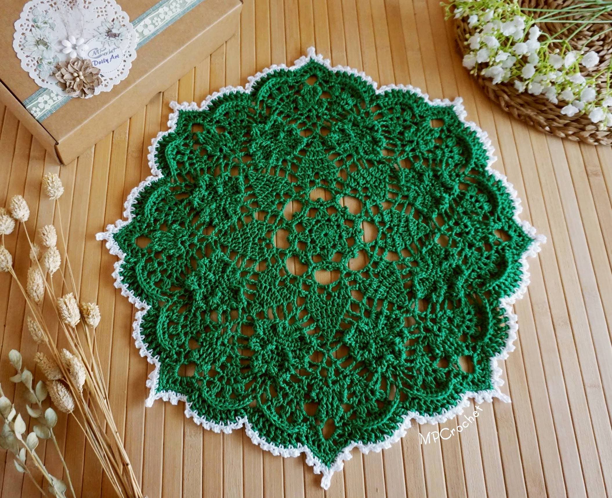 Emerald Green Doily Custom Size, Outdoor Decor Gift, Green Clovers ...