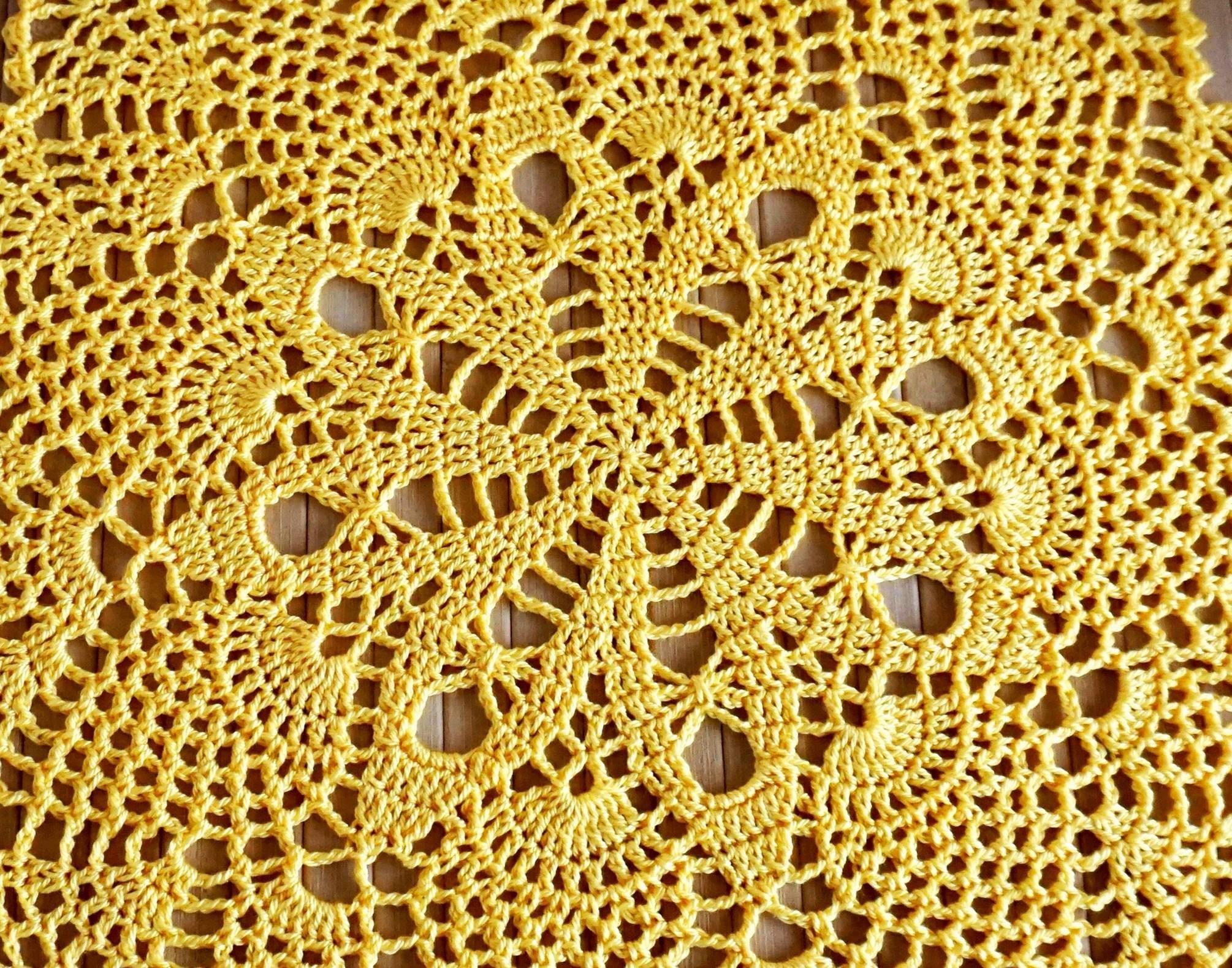 Yellow Doily Custom Size for Side Table Decor, Spring Summer Garden and ...