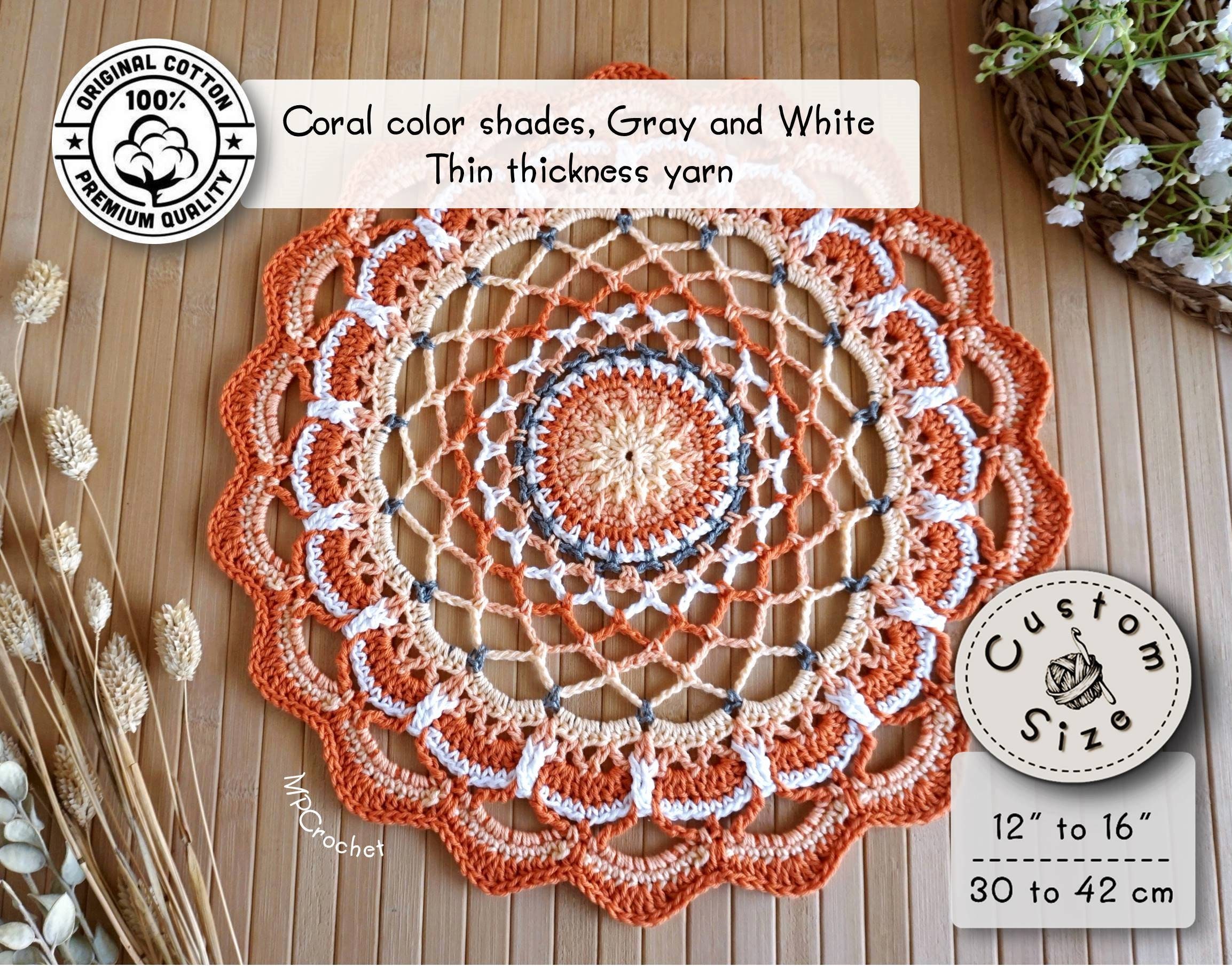 Orange Little Doily Custom Size, Spring and Summer Doily, End Table ...