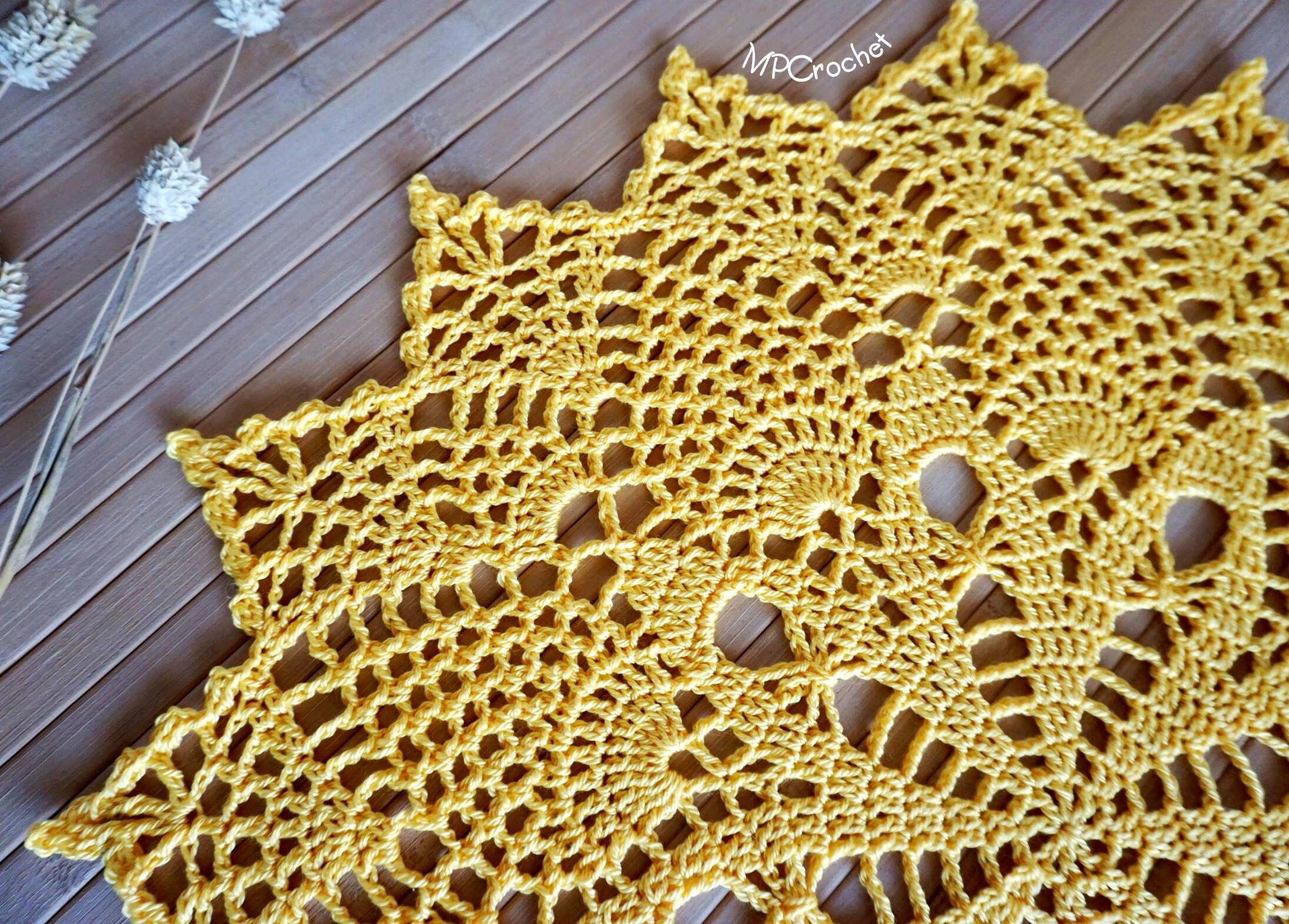 Yellow Doily Custom Size for Side Table Decor, Spring Summer Garden and ...