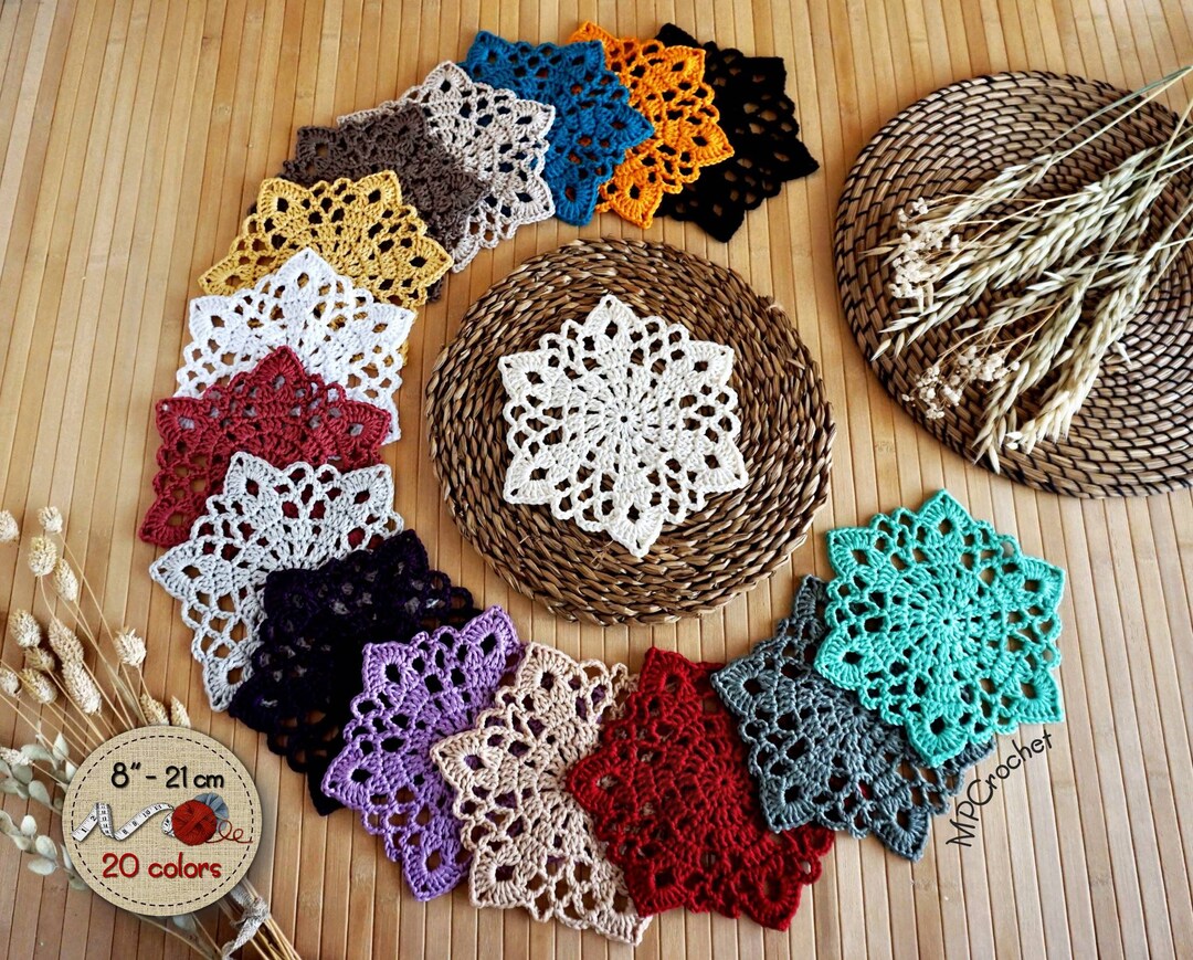 Small Doilies Customizable in 20 Colors Hand Crocheted With Shining ...