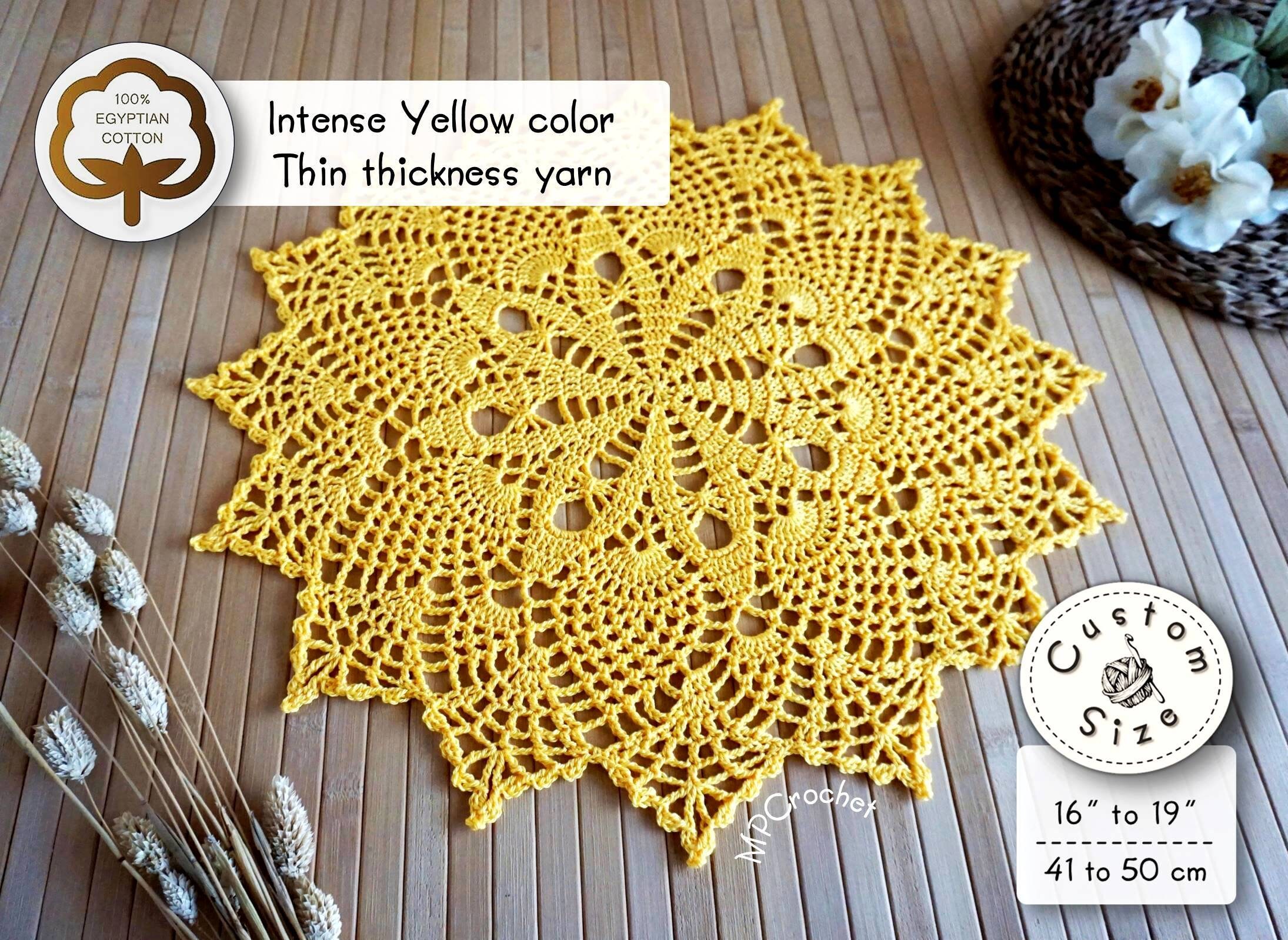 Yellow Doily Custom Size for Side Table Decor, Spring Summer Garden and ...