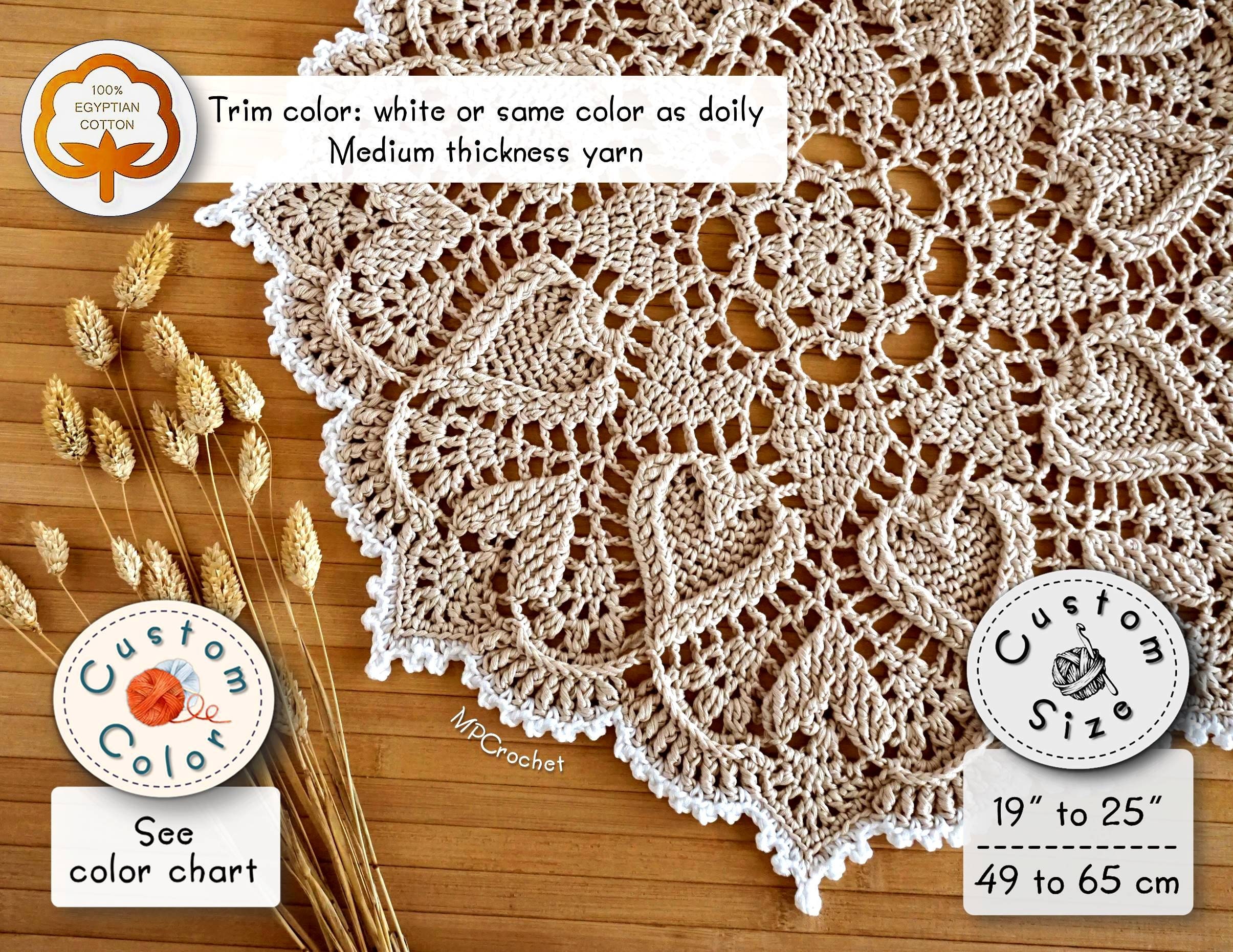 Custom Hand Crocheted Egyptian Cotton Doily: Hearts Relief, White Edge ...
