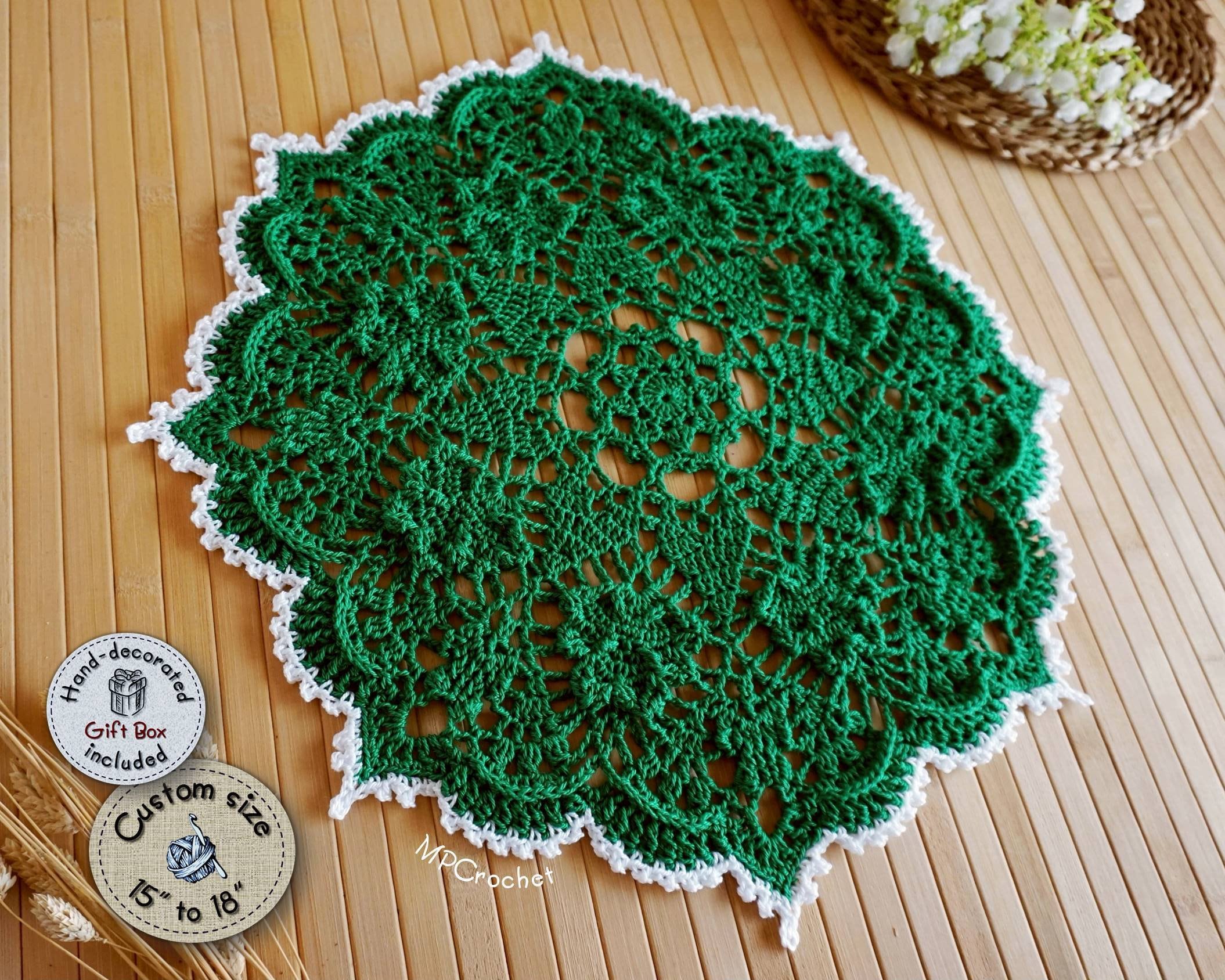 Emerald Green Doily Custom Size, Outdoor Decor Gift, Green Clovers ...