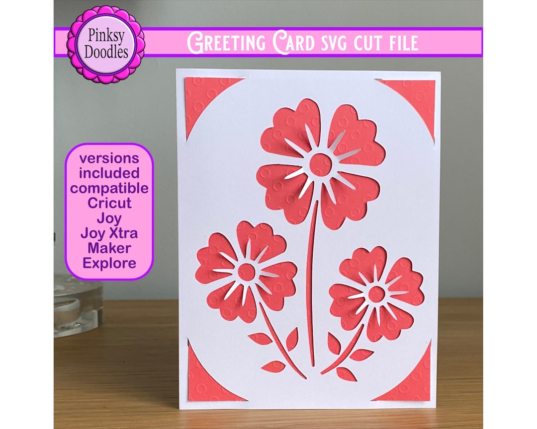 Flower Card Svg Cut File, Cricut Joy Ready Insert Card, Paper Cut ...
