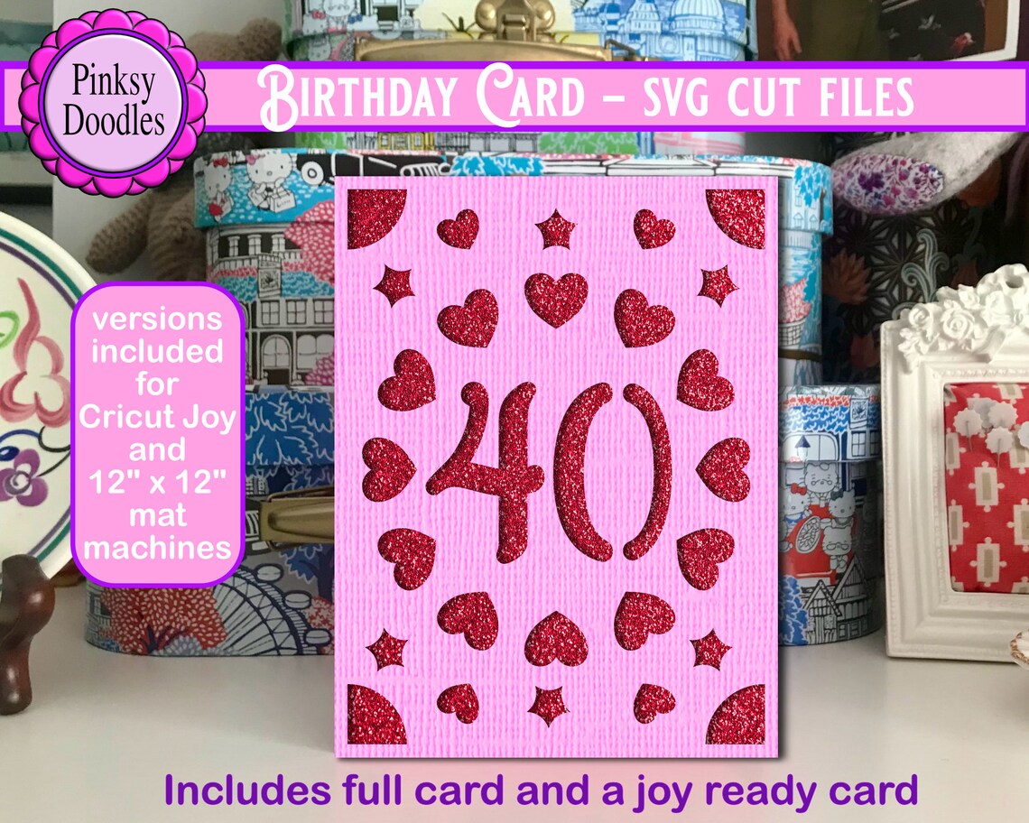 40th Birthday Card Svg Cut File Cricut Joy Ready Insert Card - Etsy