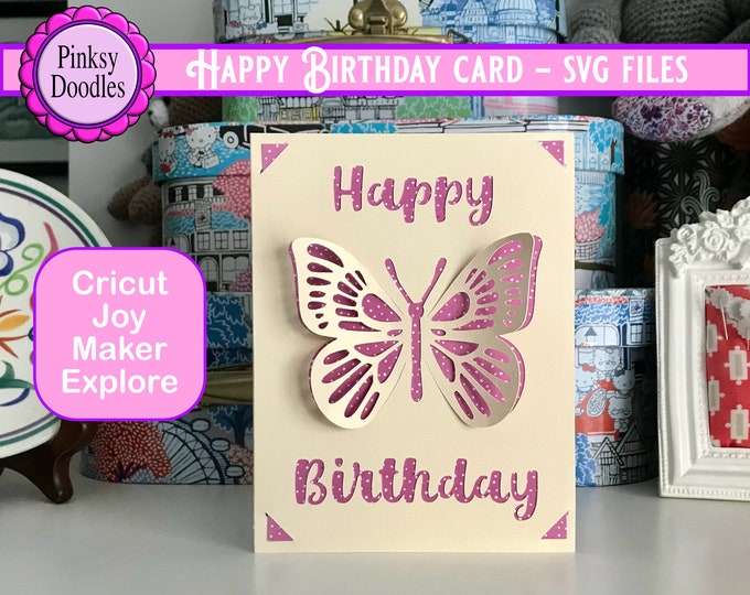 Pop-up Birthday Card SVG, Pop-up Butterfly Svg, Cricut, Birthday Card ...