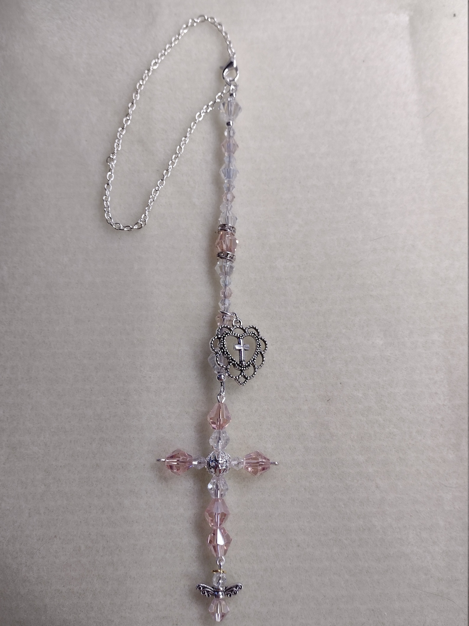 Crystal Cross/guardian Angel Rear View Mirror - Etsy