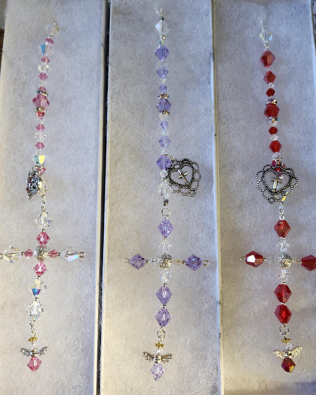 Crystal Cross/guardian Angel Rear View Mirror Dangles/suncatchers, Car ...