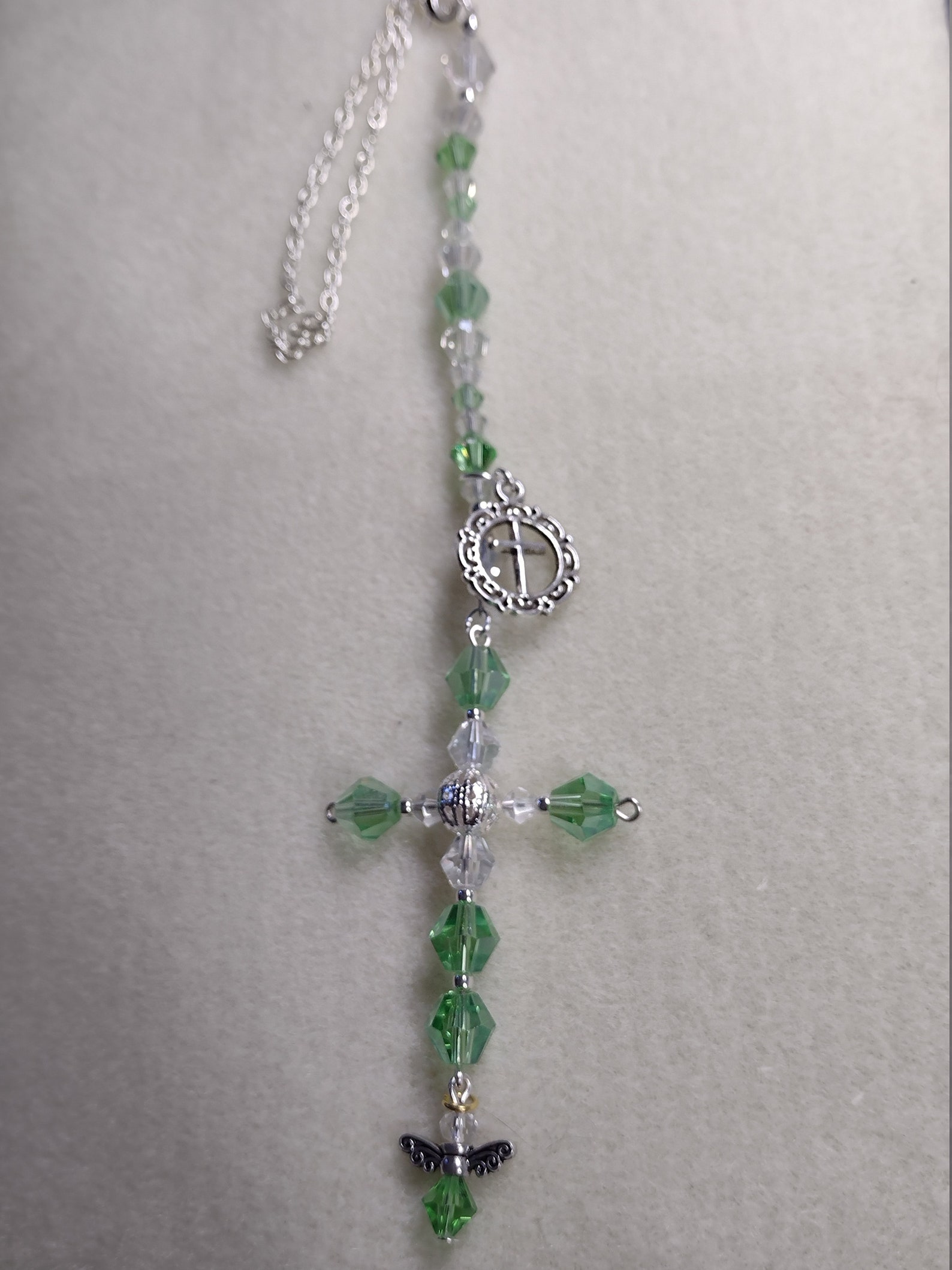 Crystal Cross/guardian Angel Rear View Mirror - Etsy