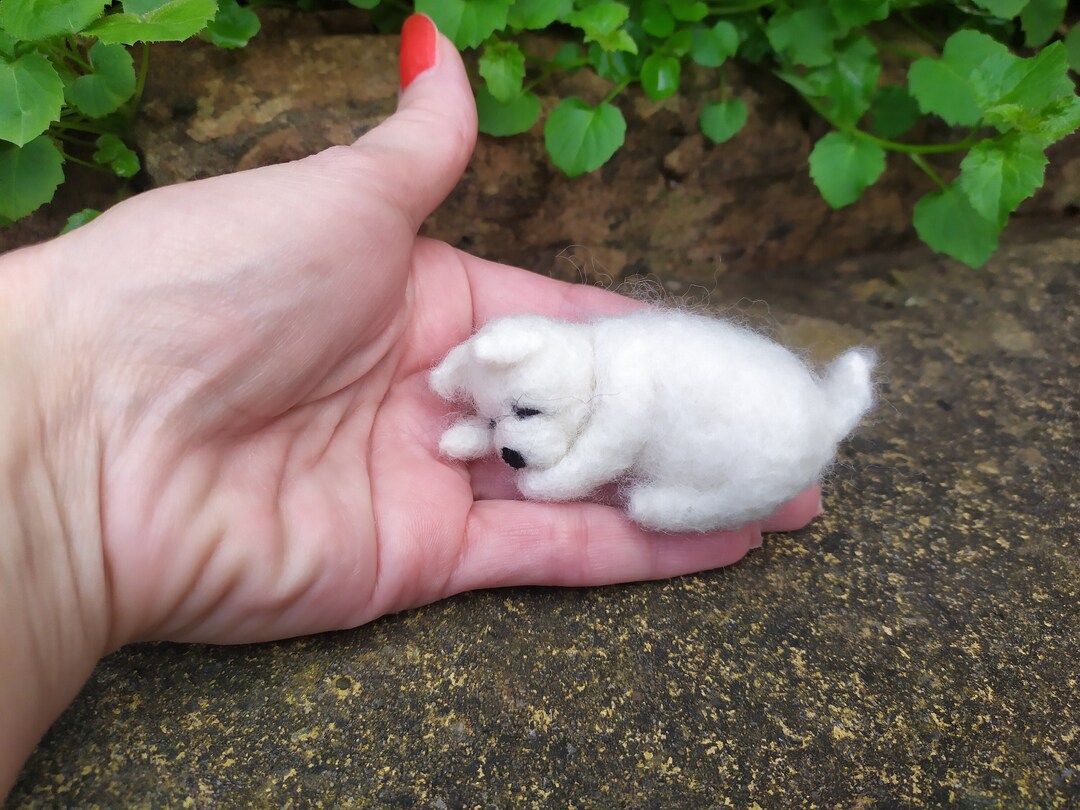 Needle Felted West Highland White Terrier Dog Sleeping Westie Figurine ...