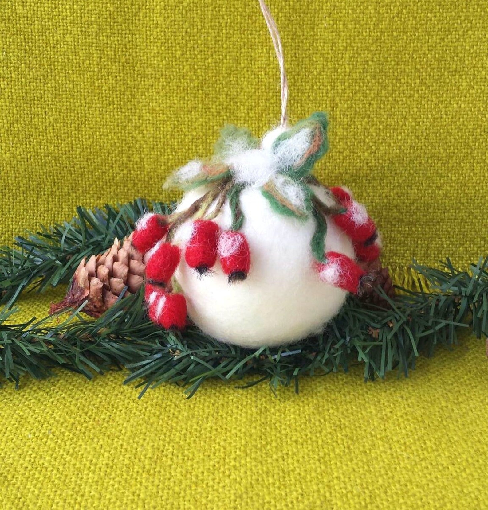 Needle Felted Christmas Tree Ornament: Rosehip Holiday Decor - Etsy