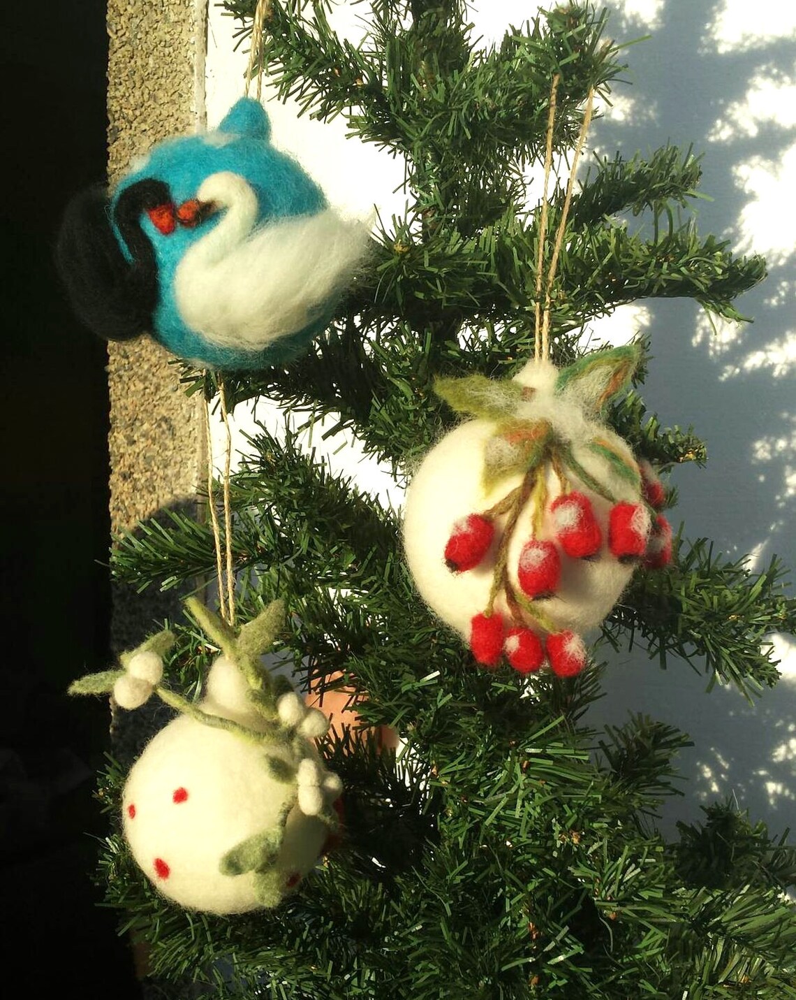 Needle Felted Christmas Tree Ornament: Rosehip Holiday Decor - Etsy