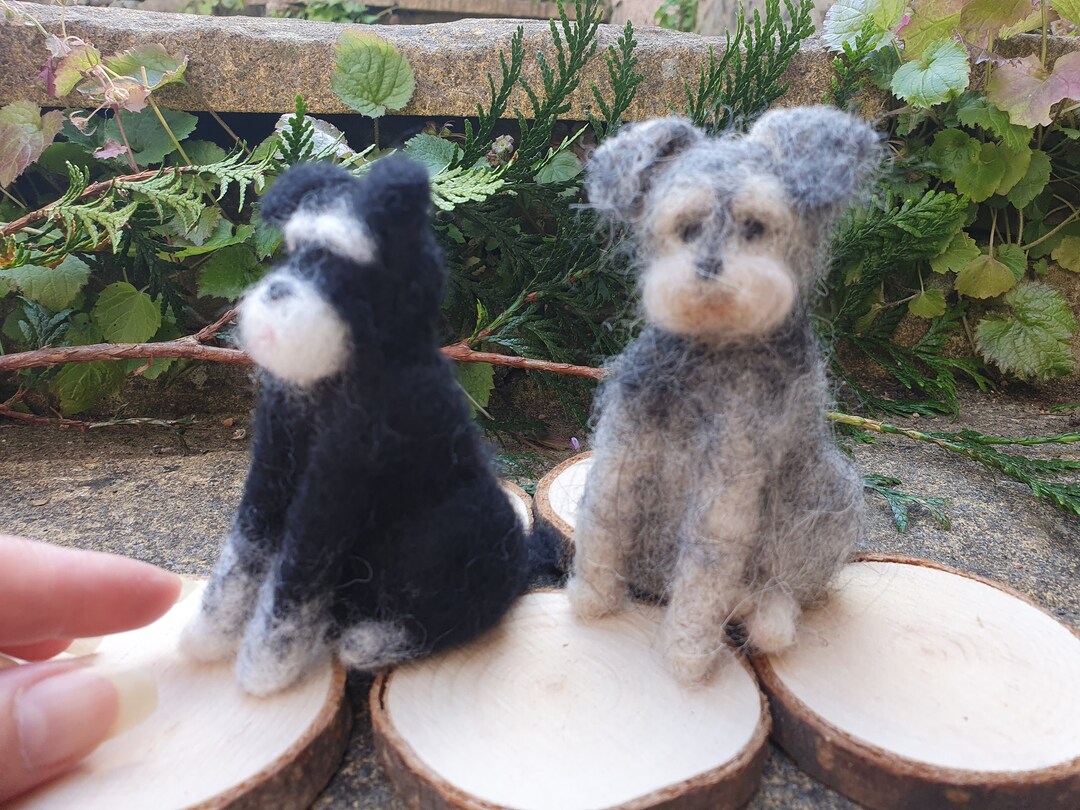 Custom Needle Felted Schnauzer Dog Schnauzer Ornament Dollhouse Dog Schnauzer Figurine Miniature ...