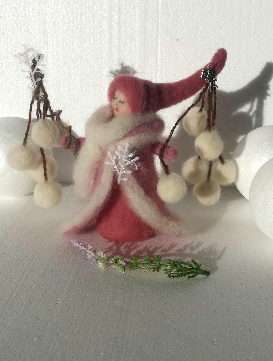 Needle Felted Snow Fairy Doll Snow Queen Wool Doll Nursery Decor or ...