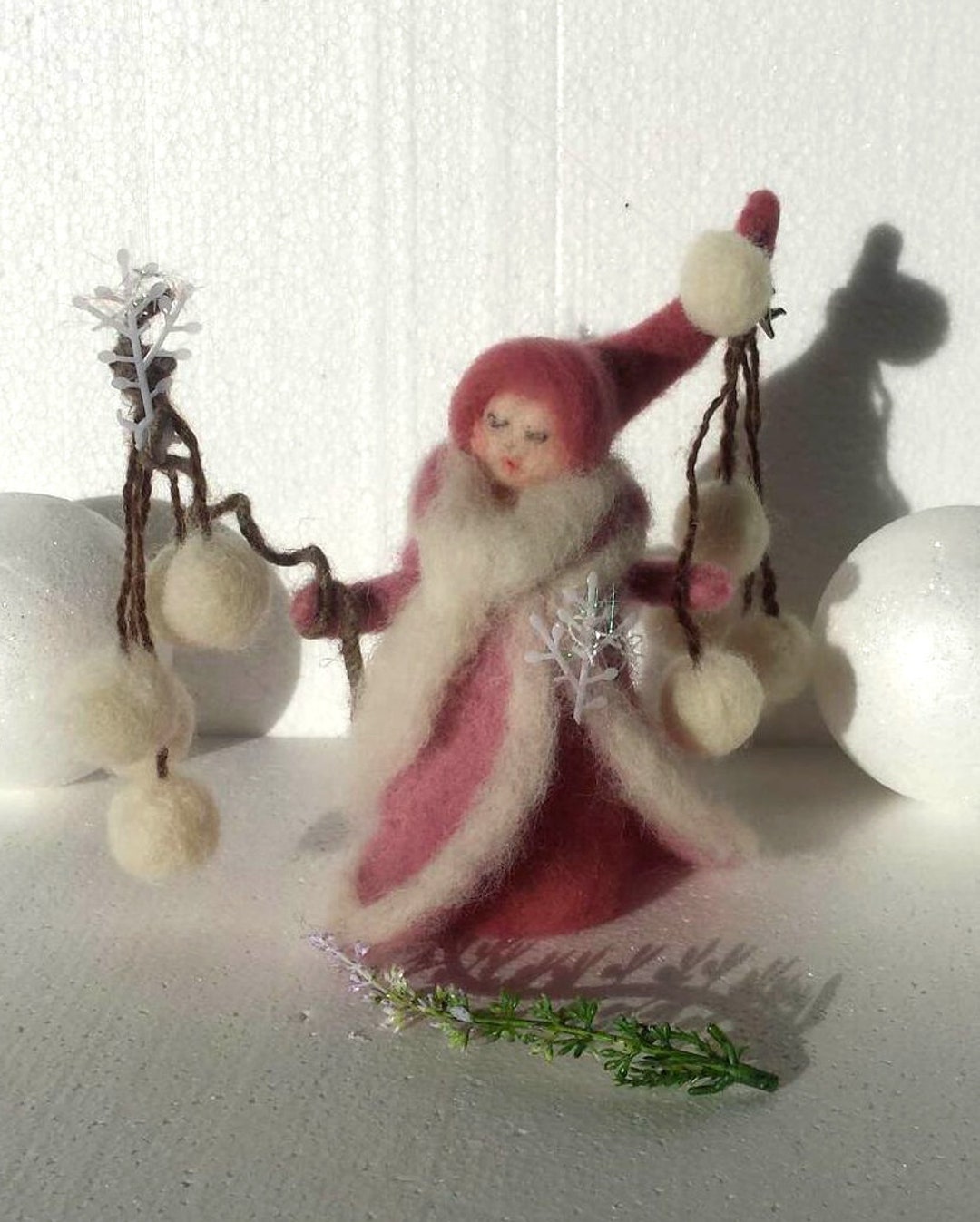 Needle Felted Snow Fairy Doll Snow Queen Wool Doll Nursery Decor or ...