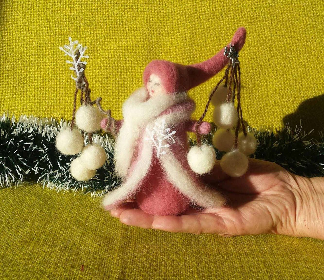 Needle Felted Snow Fairy Doll Snow Queen Wool Doll Nursery Decor or ...