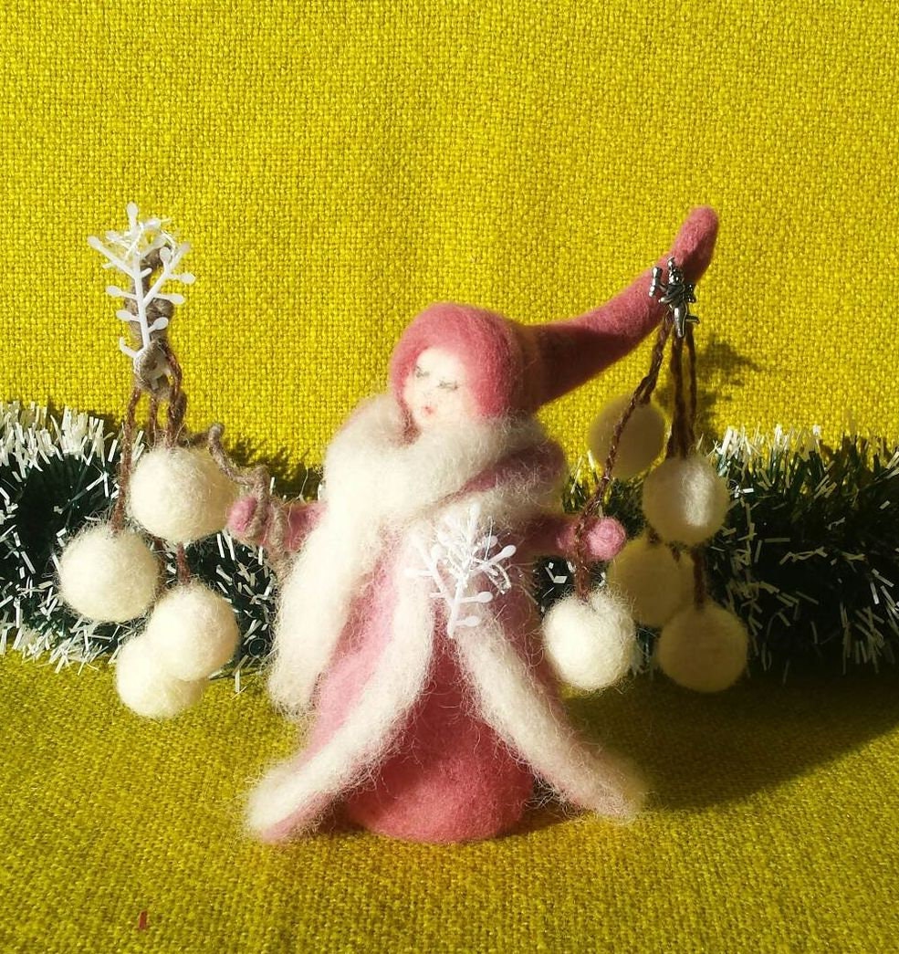 Needle Felted Snow Fairy Doll Snow Queen Wool Doll Nursery Decor or ...