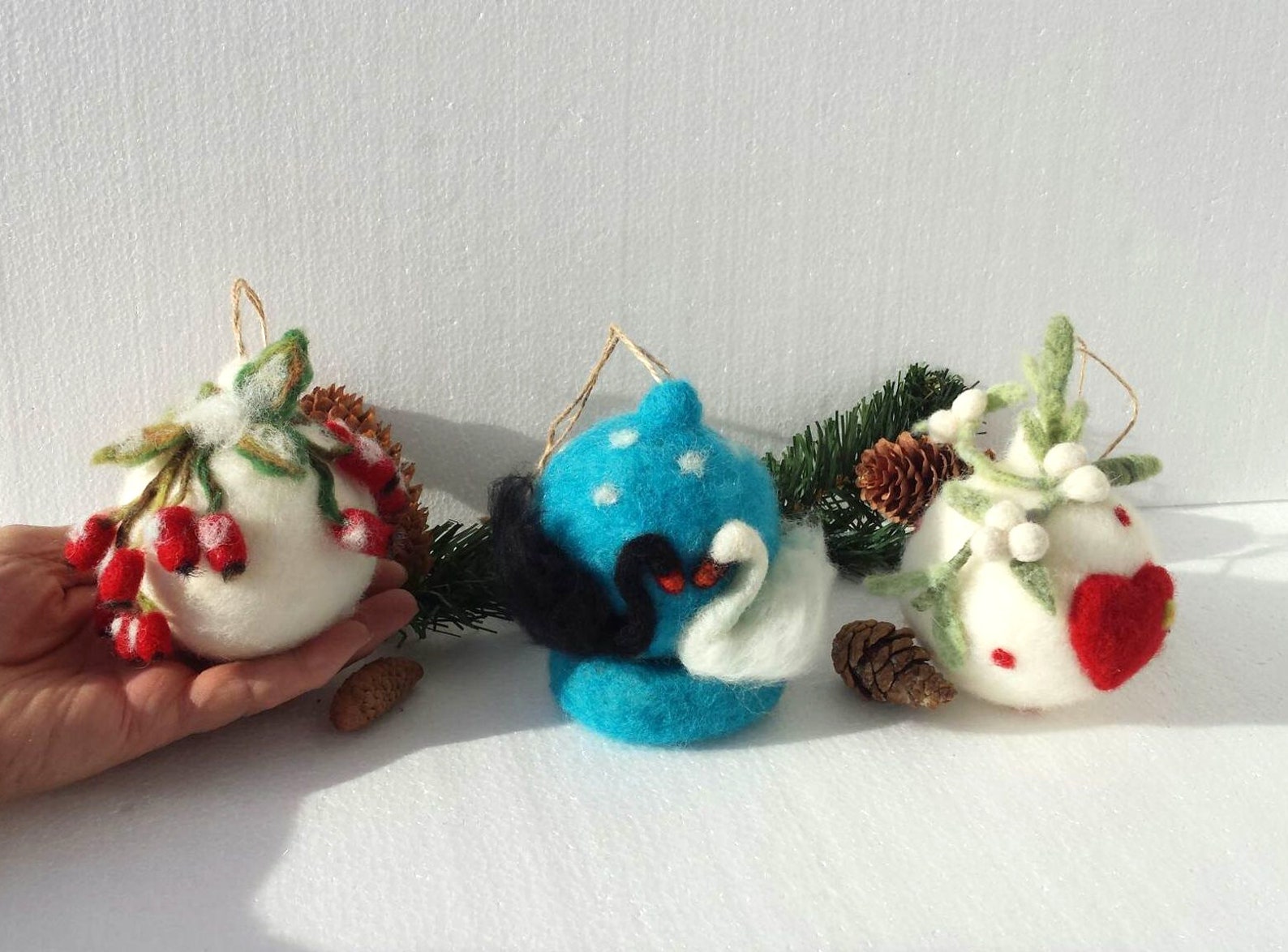 Needle Felted Christmas Tree Ornament: Rosehip Holiday Decor - Etsy