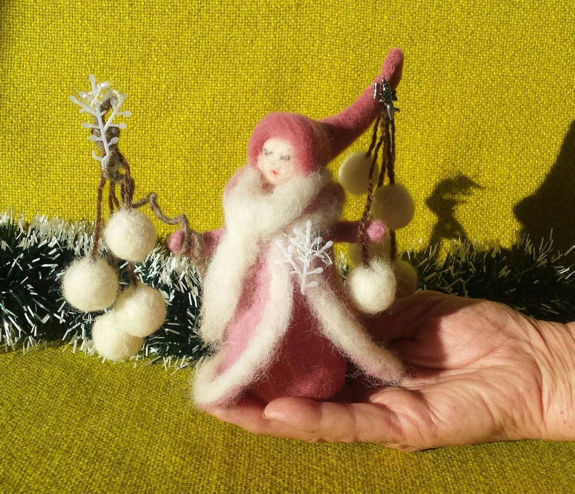 Needle Felted Snow Fairy Doll Snow Queen Wool Doll Nursery Decor or ...
