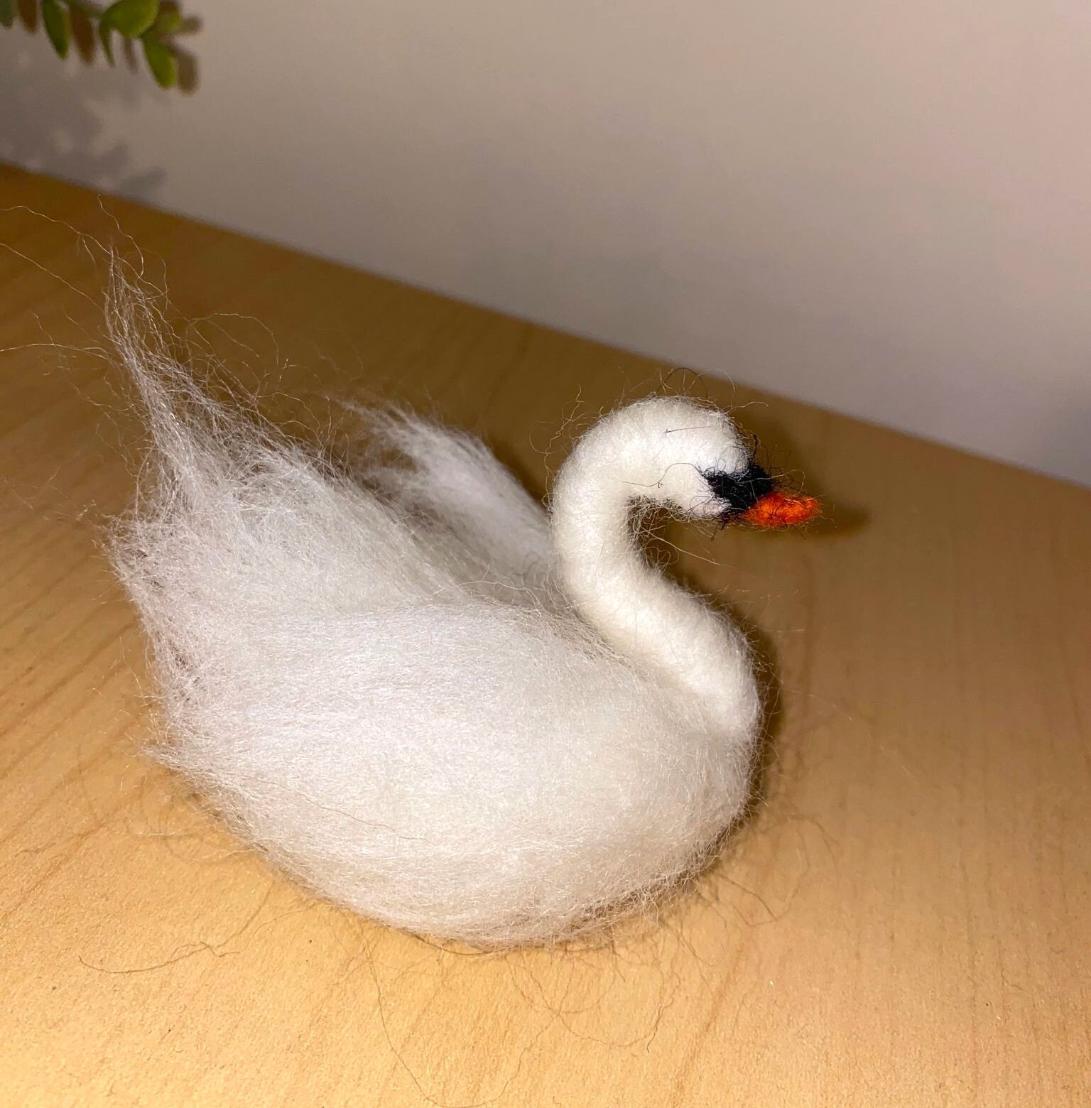 Needle Felted White Swan Miniature Wool Swan Dollhouse Miniature Animal ...