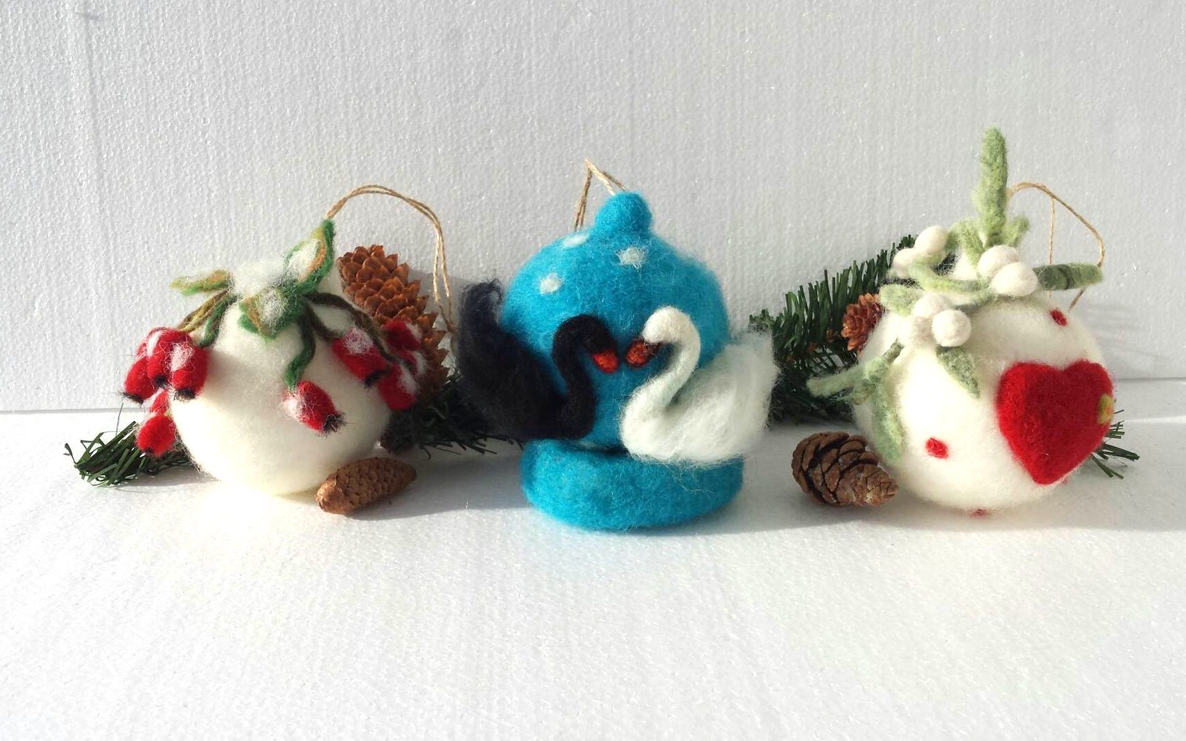 Needle Felted Christmas Tree Ornament: Rosehip Holiday Decor - Etsy