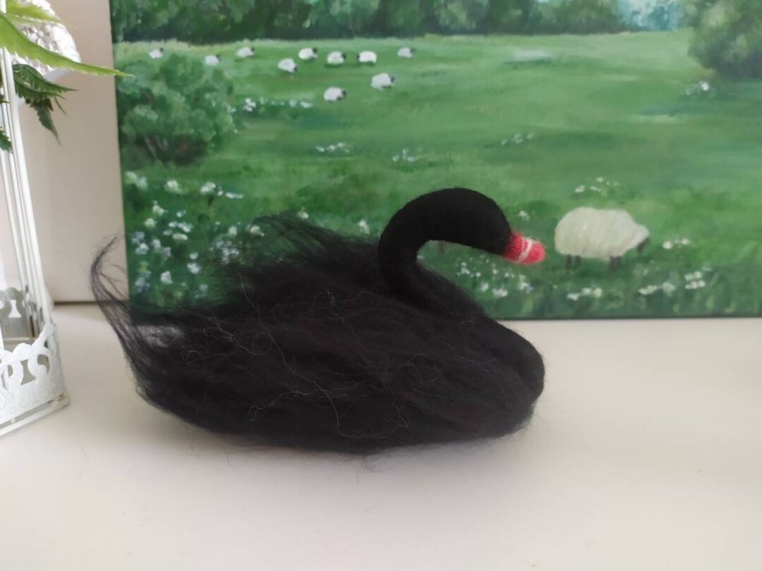 Needle Felted Black Swan-wool Swan Art Toy-handmade Black Swan Toys ...