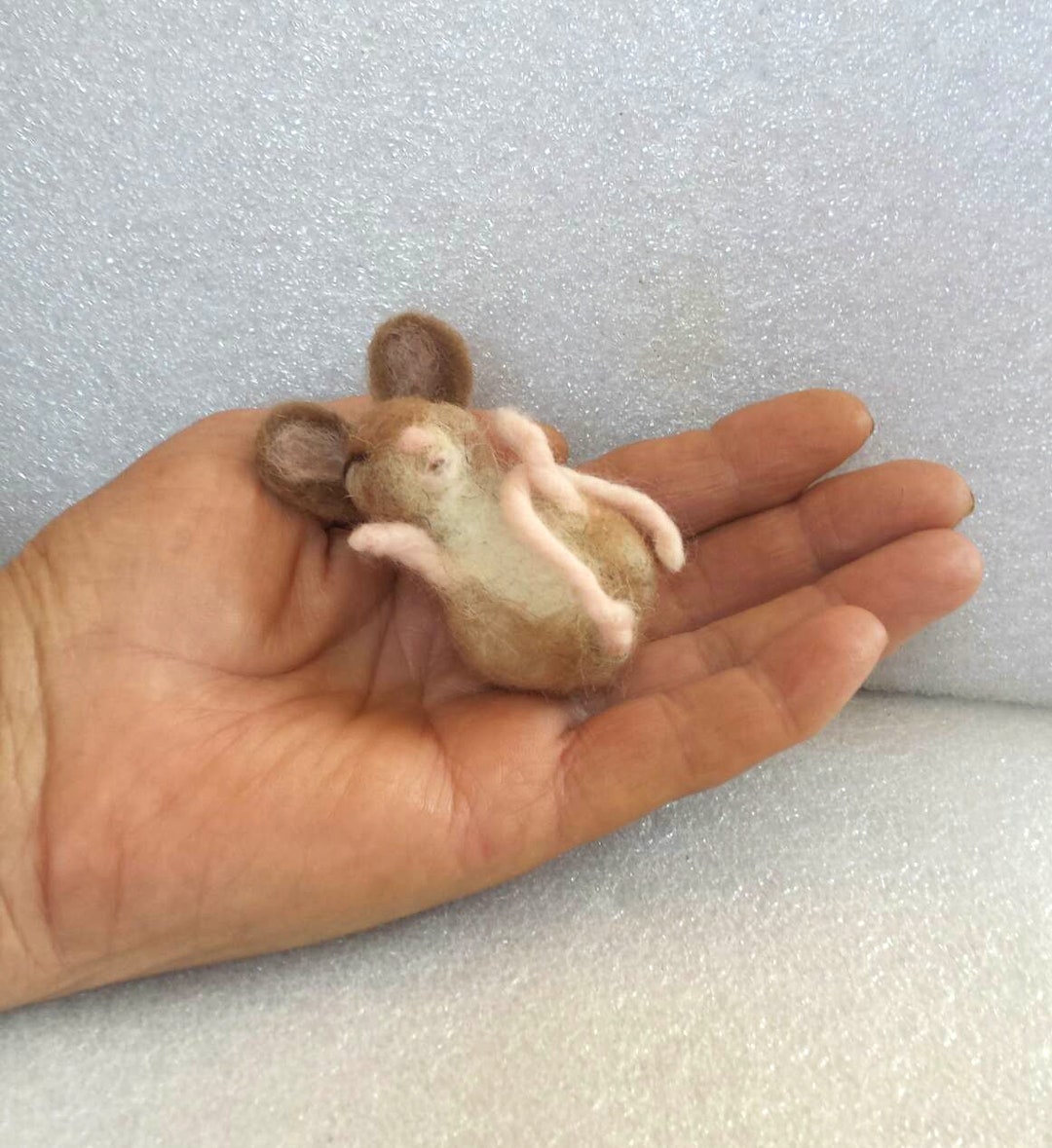 Needle Felted Sleeping Mouse-little Mouse Wool Toy-dollhouse Mouse Toy ...