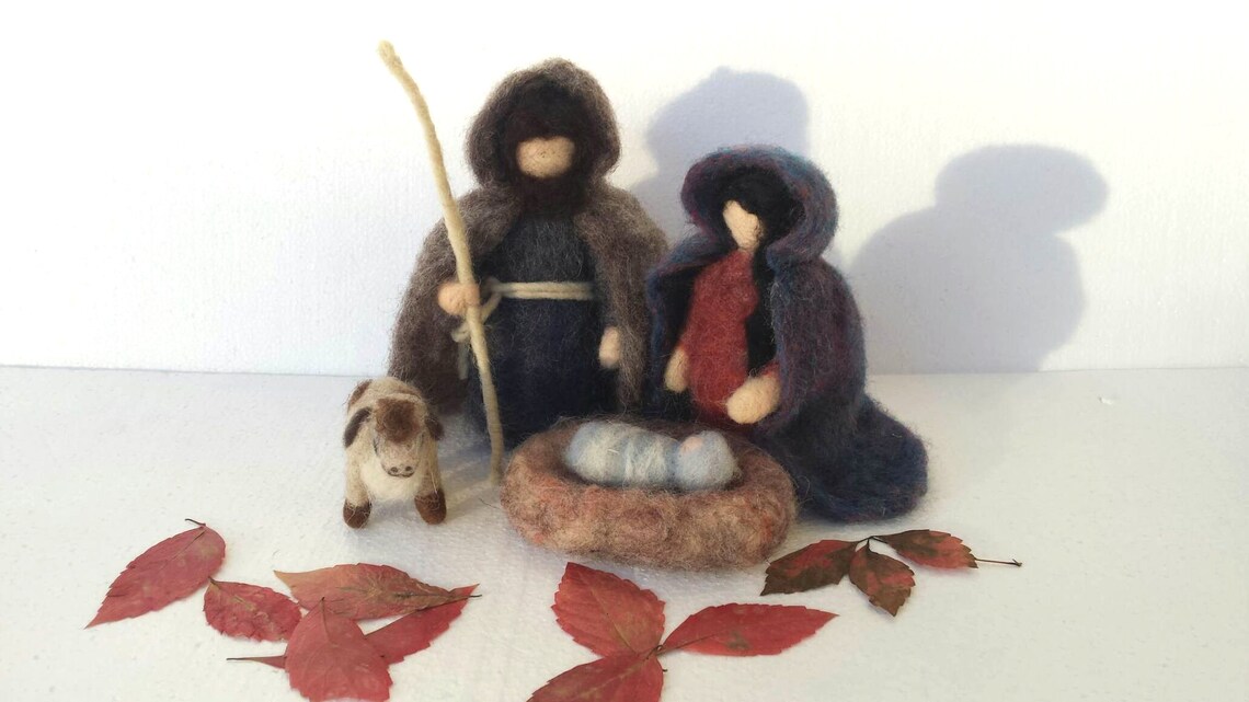 Needle Felted Nativity Scene Set of 4 Pieces - Etsy