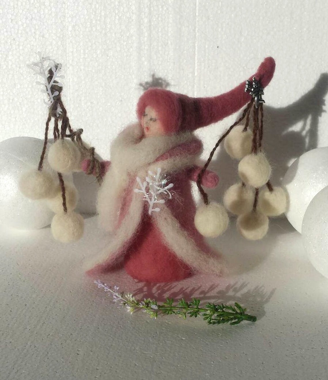 Needle Felted Snow Fairy Doll Snow Queen Wool Doll Nursery Decor or ...