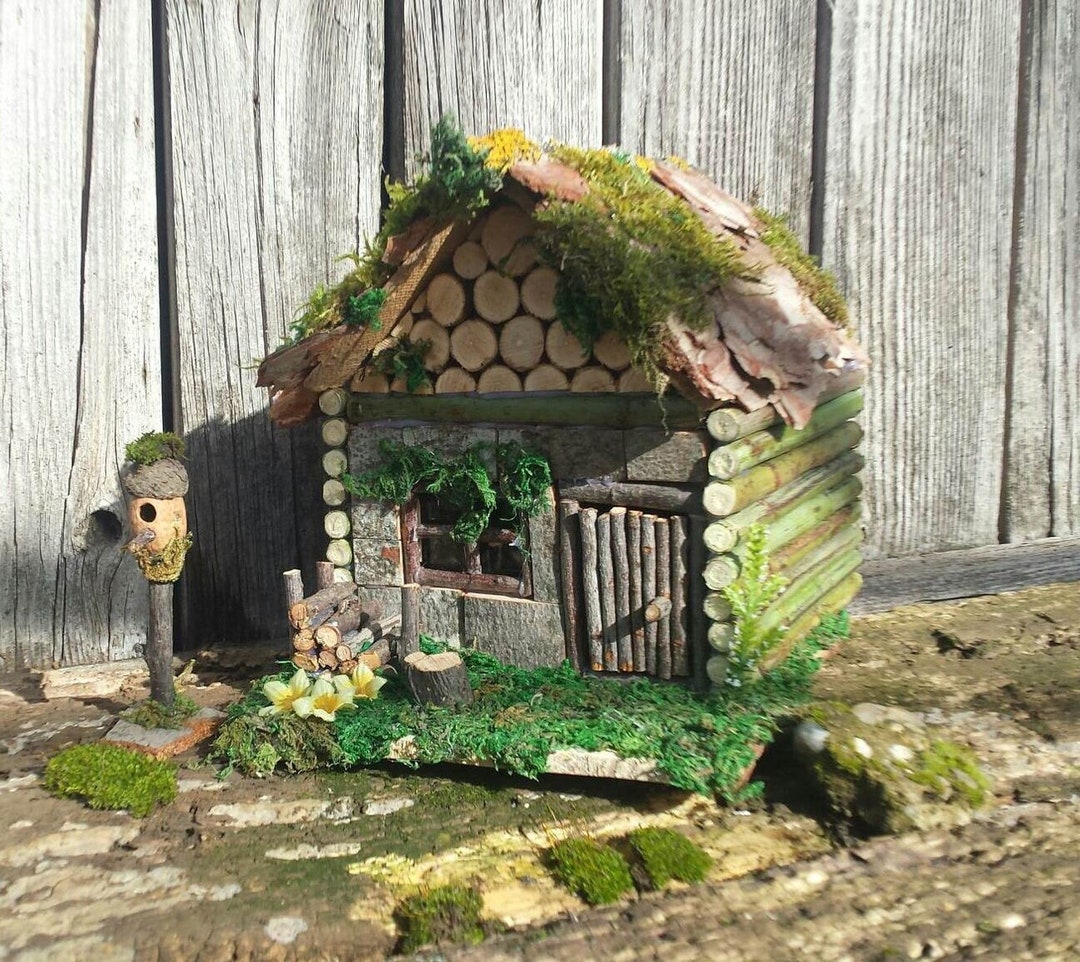 Wooden Fairy House With Lights: Miniature Garden Cottage Diorama - Etsy