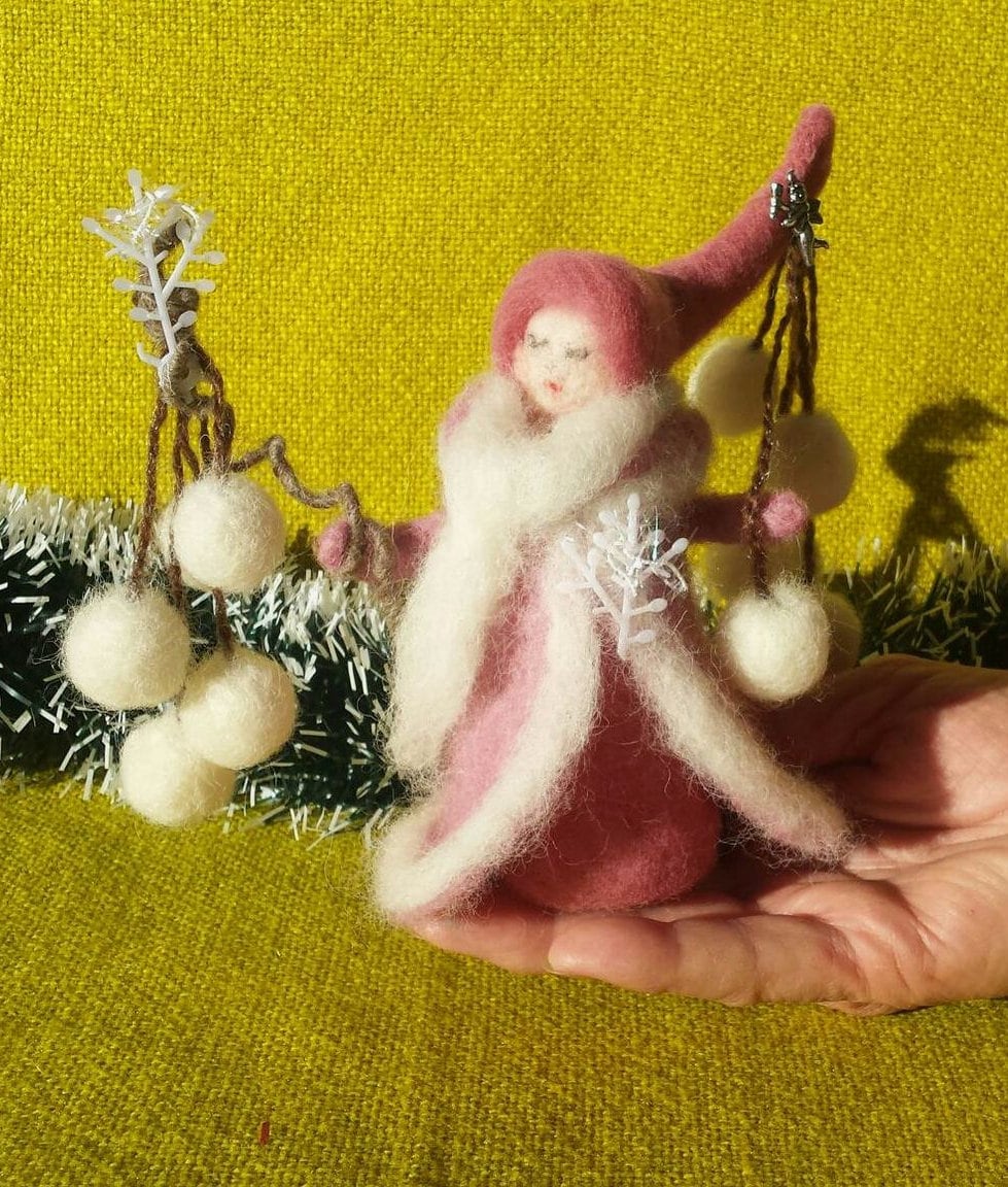 Needle Felted Snow Fairy Doll Snow Queen Wool Doll Nursery Decor or ...