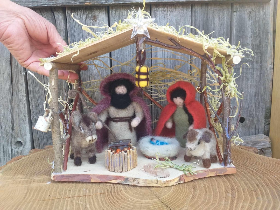 Needle Felted Nativity Scene: 8-piece Waldorf Christmas Decor - Etsy