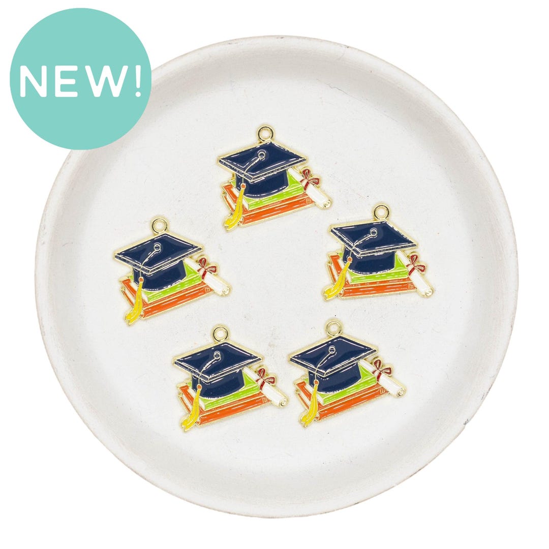 Graduation Hat & Diploma Enamel Charm 27x22mm (package of 5) - Etsy