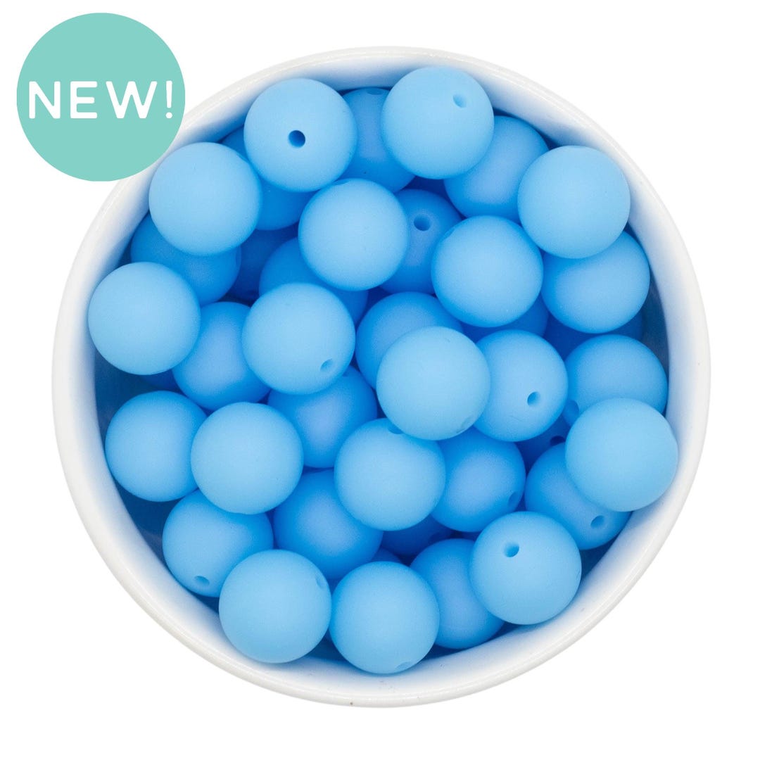 Glow in the Dark Neon Electric Blue Silicone Beads 15mm (package of 10 ...