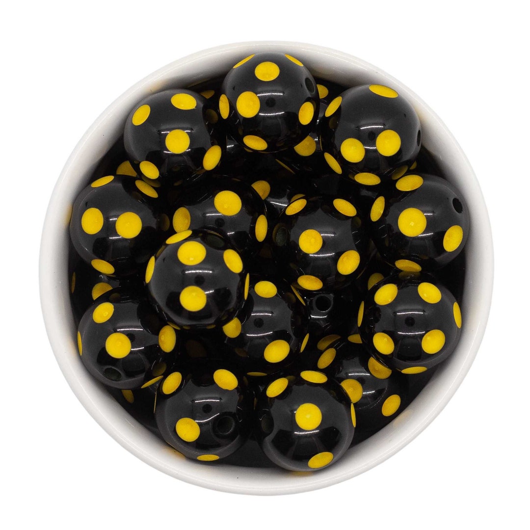 Black & Yellow Polka Dot Beads 20mm - Etsy