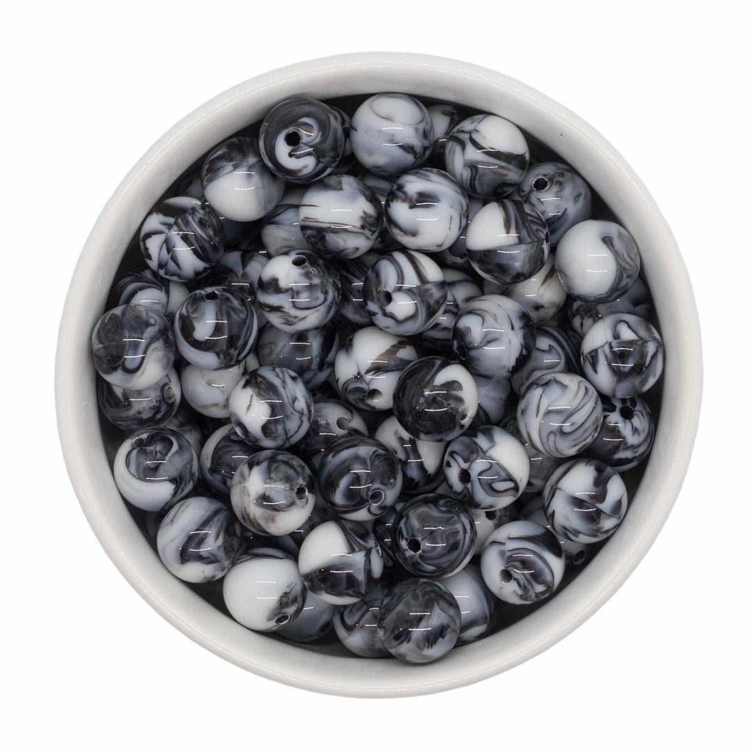 Black and White Marble Beads 12mm - Etsy