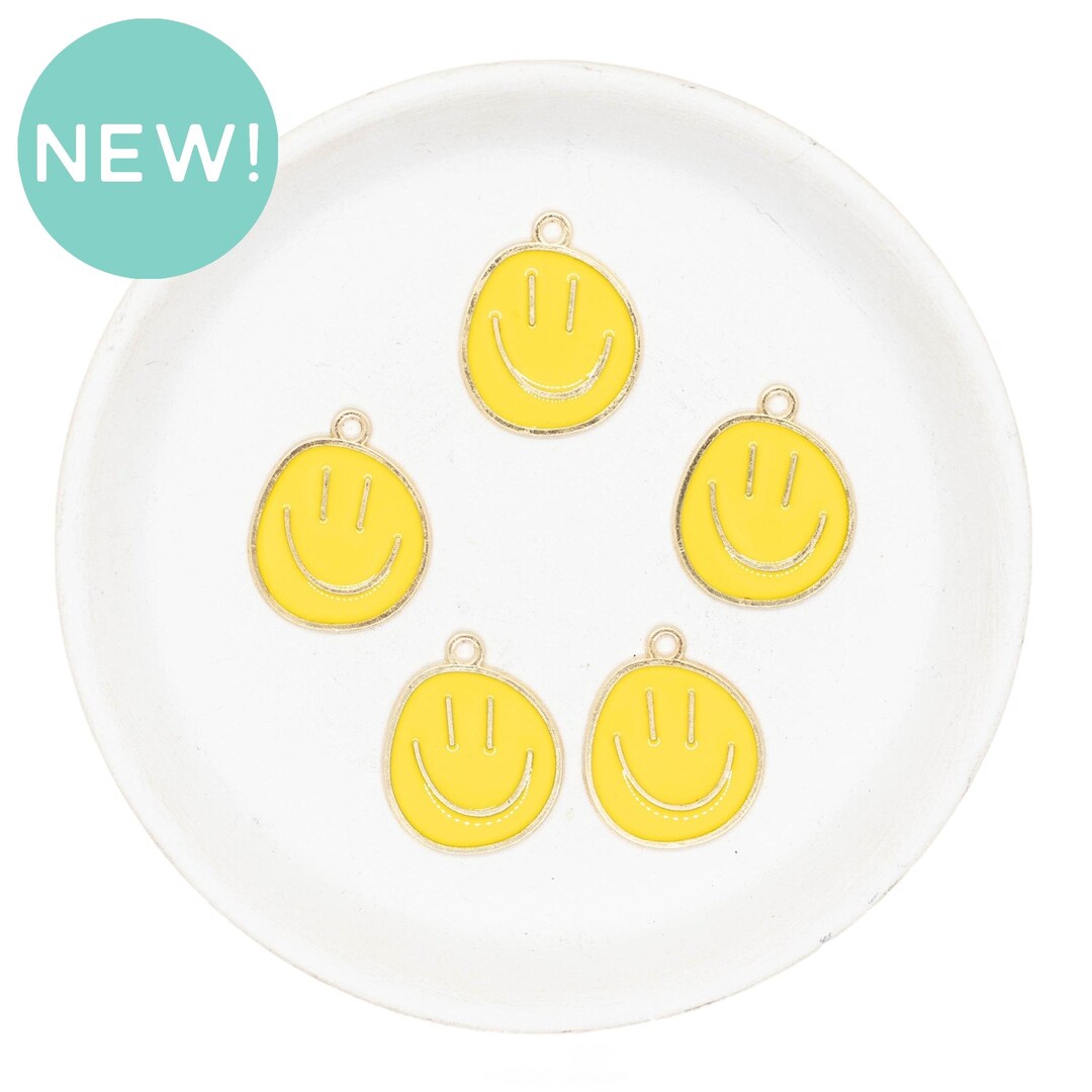Yellow Smiley Face Charm 20x21mm (package of 5) - Etsy