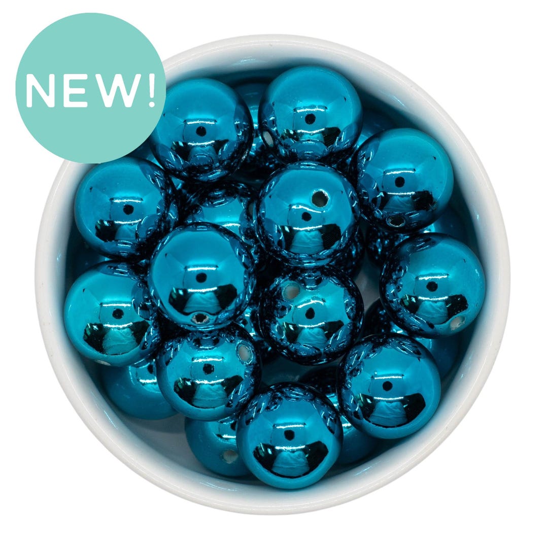 Teal UV Shine Beads 20mm (package of 10) - Etsy