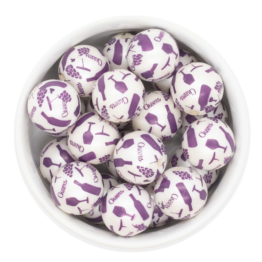 Wine Overlay Printed Beads 20mm - Etsy