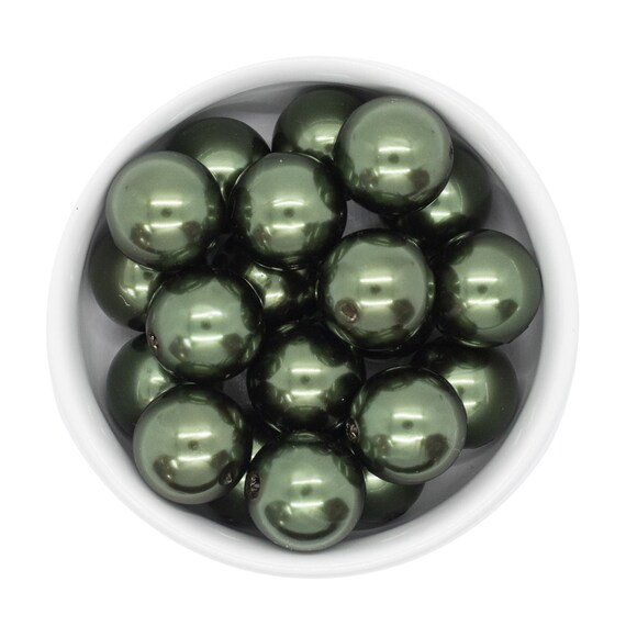 Forest Green Pearl Beads 20mm - Etsy