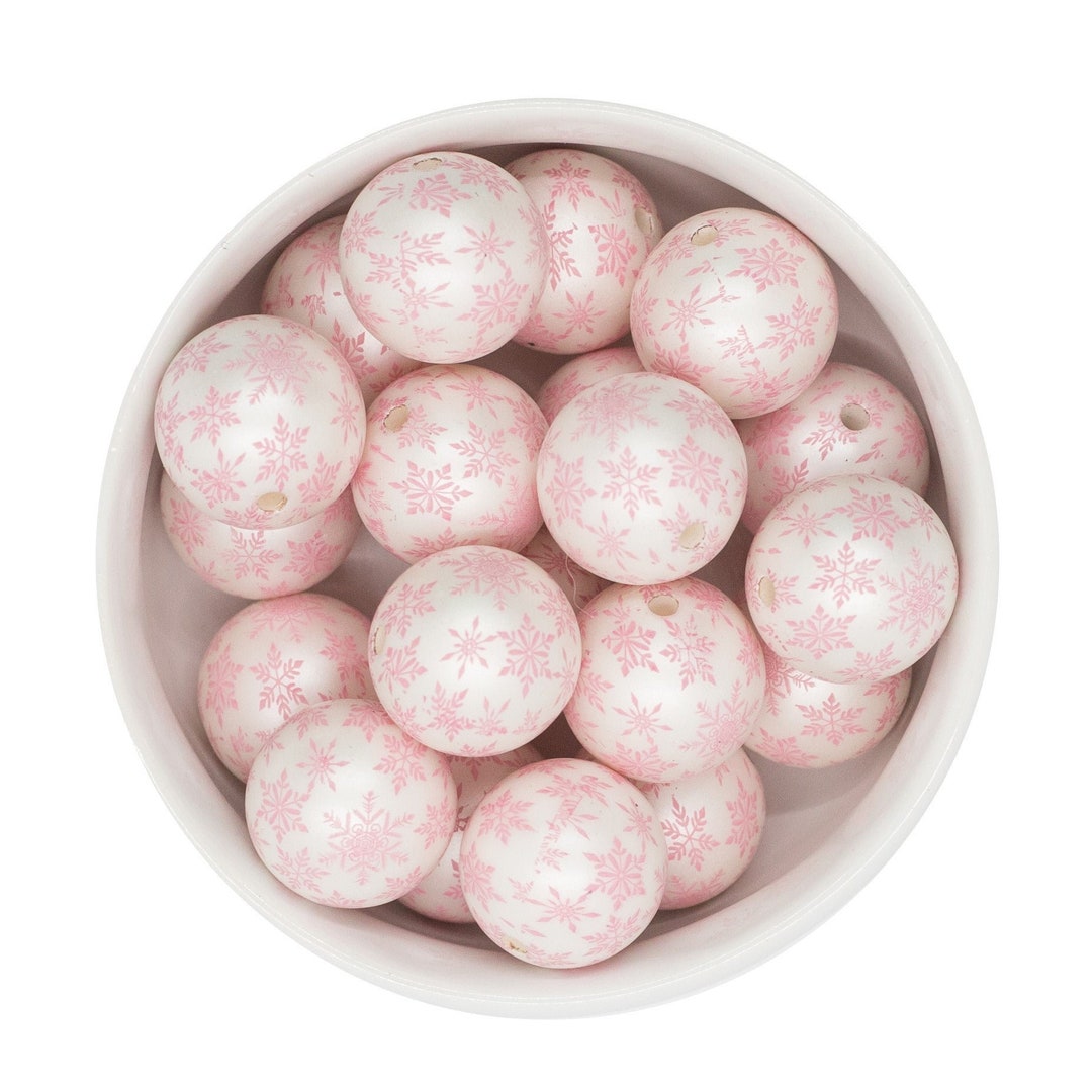 Light Pink Snowflake Printed Beads 20mm - Etsy